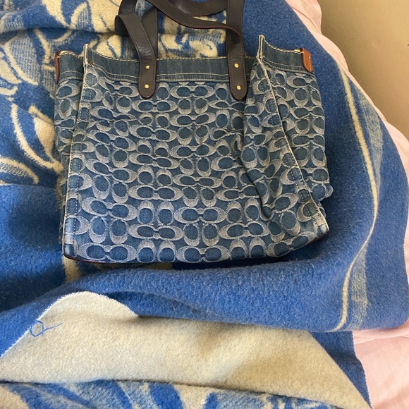 Coach | Bags | Coach Denim Blue Signature Tote | Poshmark
